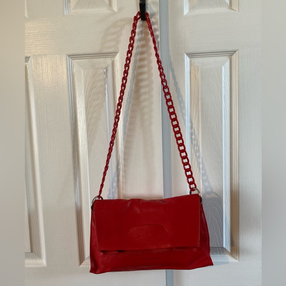 Daniella Lehavi Israel Red Pebble Leather Fold Over E… - Gem